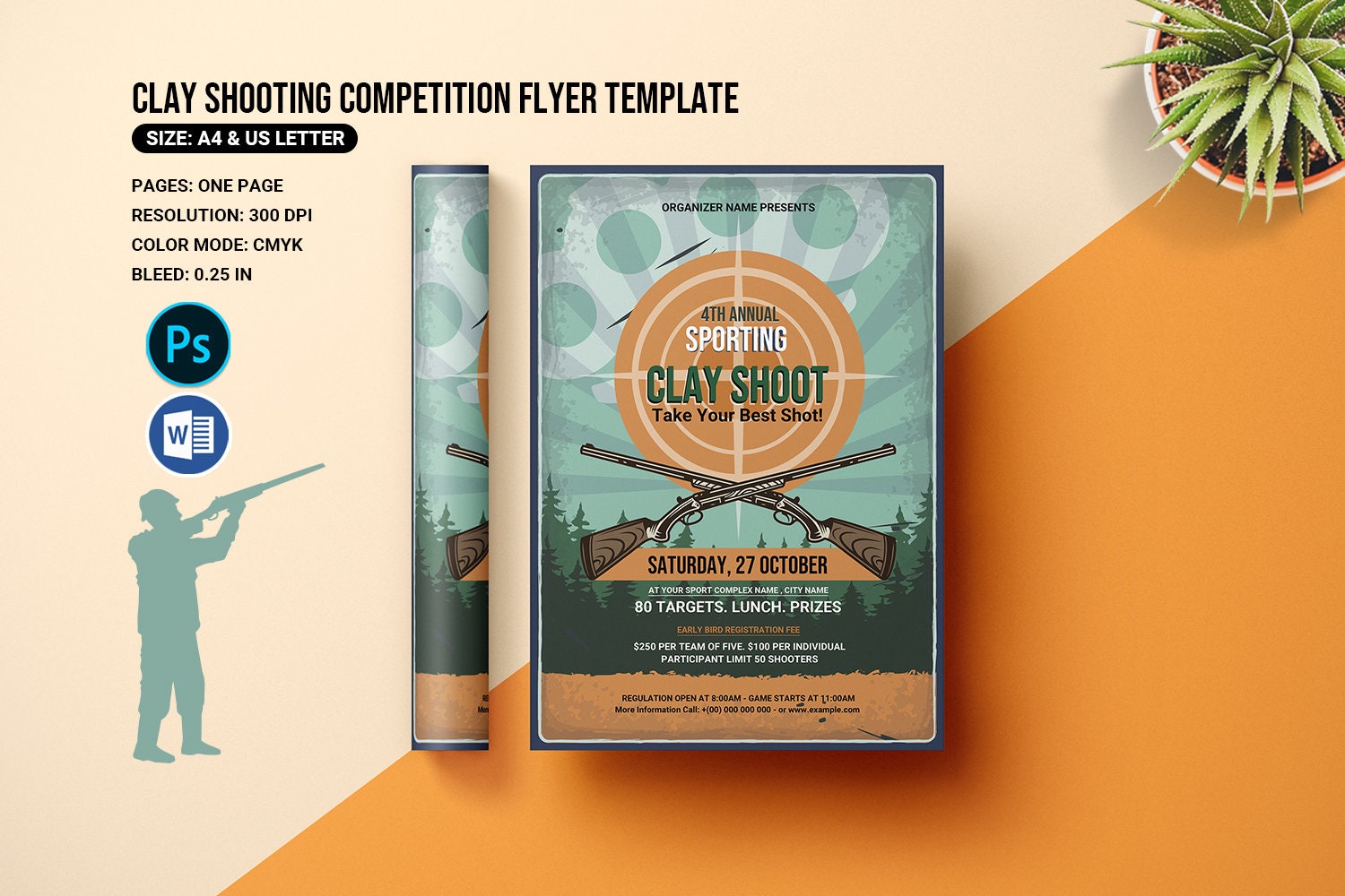 Clay Shooting Competition Flyer Template Photoshop & Ms Word Template ...