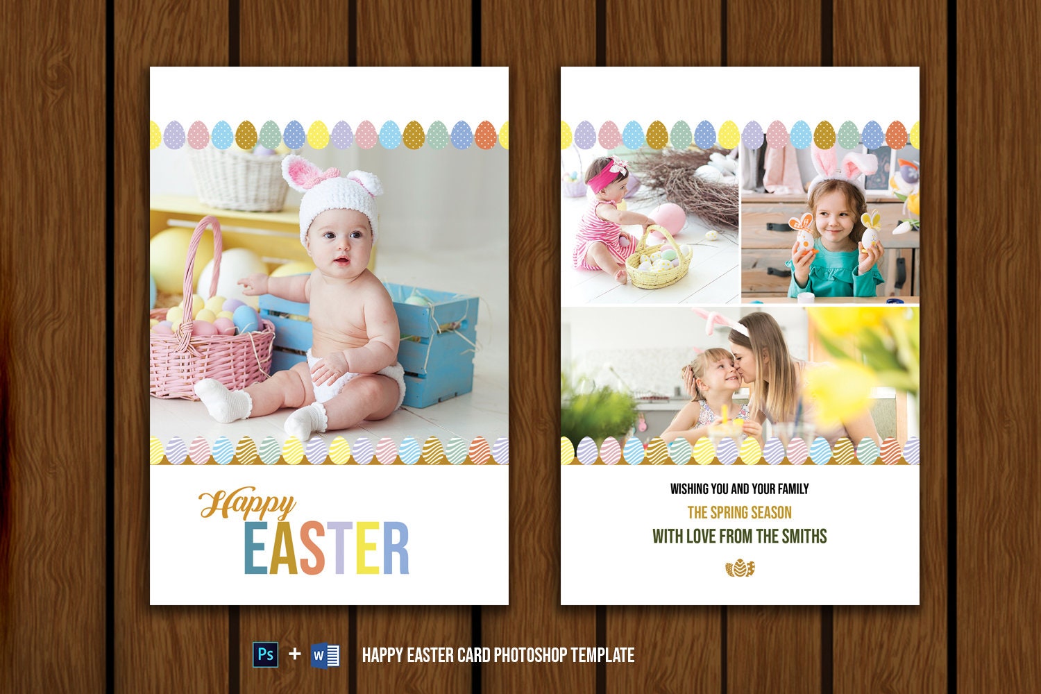 Printable Easter Card Template Easter Photo Card Photoshop and MS Word ...
