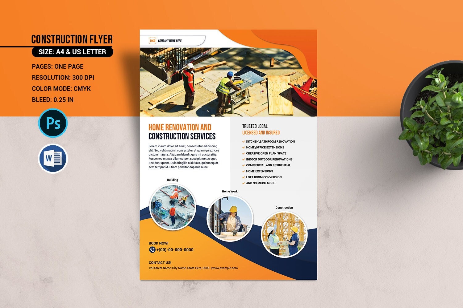 Construction Flyer Template , Printable Business Flyer Design Ms Word ...