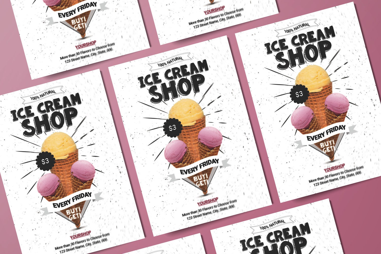 Ice Cream Shop Flyer Template | Promotional Flyer for Ice Cream Shop ...