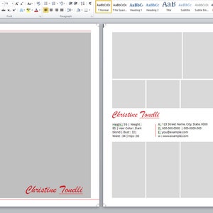 Modeling Comp Card Template | Model Comp Card | Ms Word , Photoshop ...