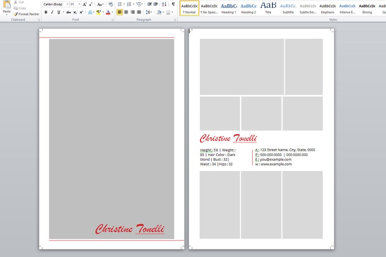 Modeling Comp Card Template | Model Comp Card | Ms Word , Photoshop ...