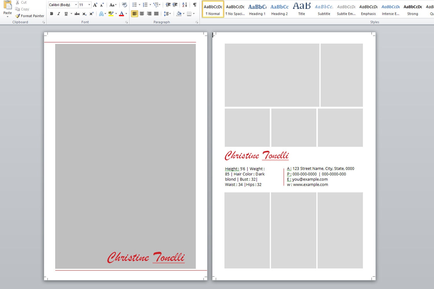 Modeling Comp Card Template | Model Comp Card | Ms Word , Photoshop ...