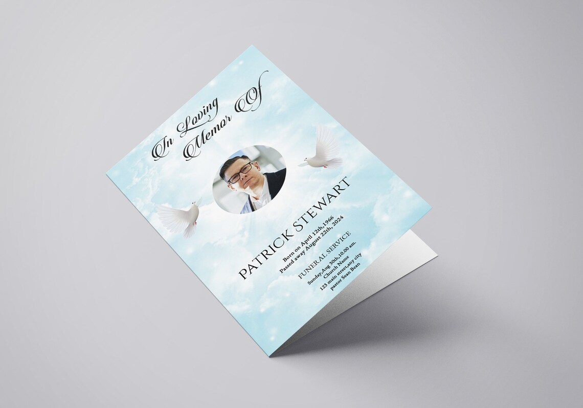 Heavenly Dove Funeral Program Template: Obituary, MS Word, Photoshop ...