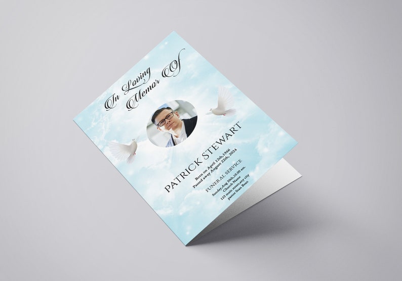 Heavenly Dove Funeral Program Template: Obituary, MS Word, Photoshop ...
