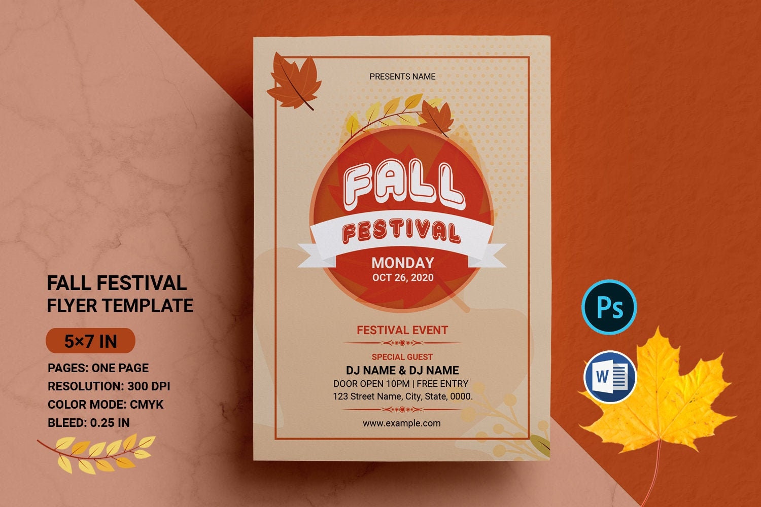 Autumn Festival Flyer Template Fall / Autumn Party Flyer MS Word ...