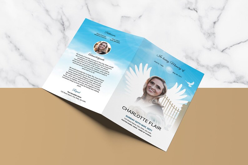 Heavenly Funeral Program Template, Obituary Template , Photoshop and MS ...