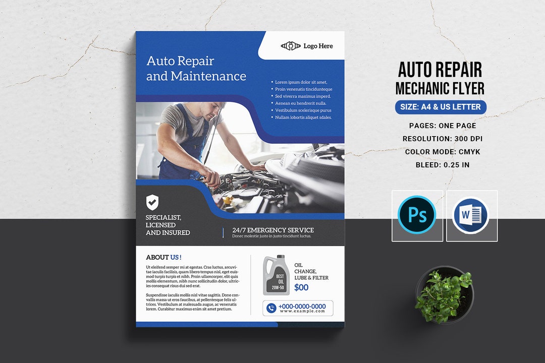 Car Service Flyer Template: Auto Repair, Mechanic (instant Download) - Etsy