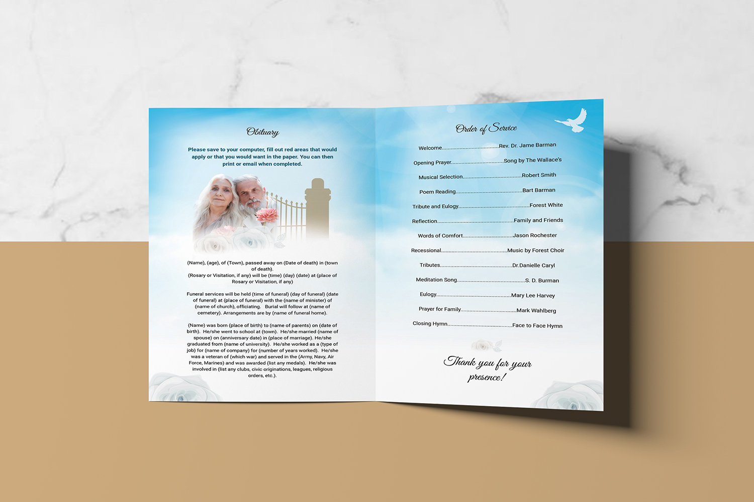 Heavenly Funeral Program Template, Obituary Template , Photoshop and MS ...