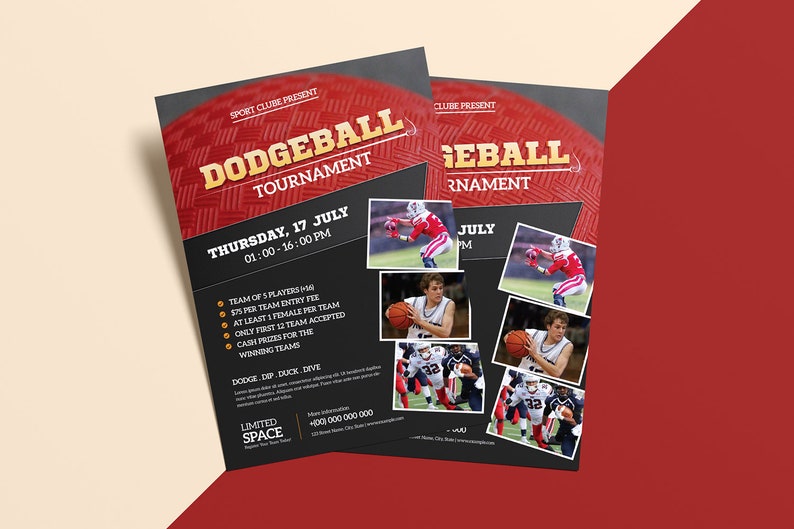 Dodgeball Game Flyer Template | Dodgeball Tournament Flyer Photoshop ...