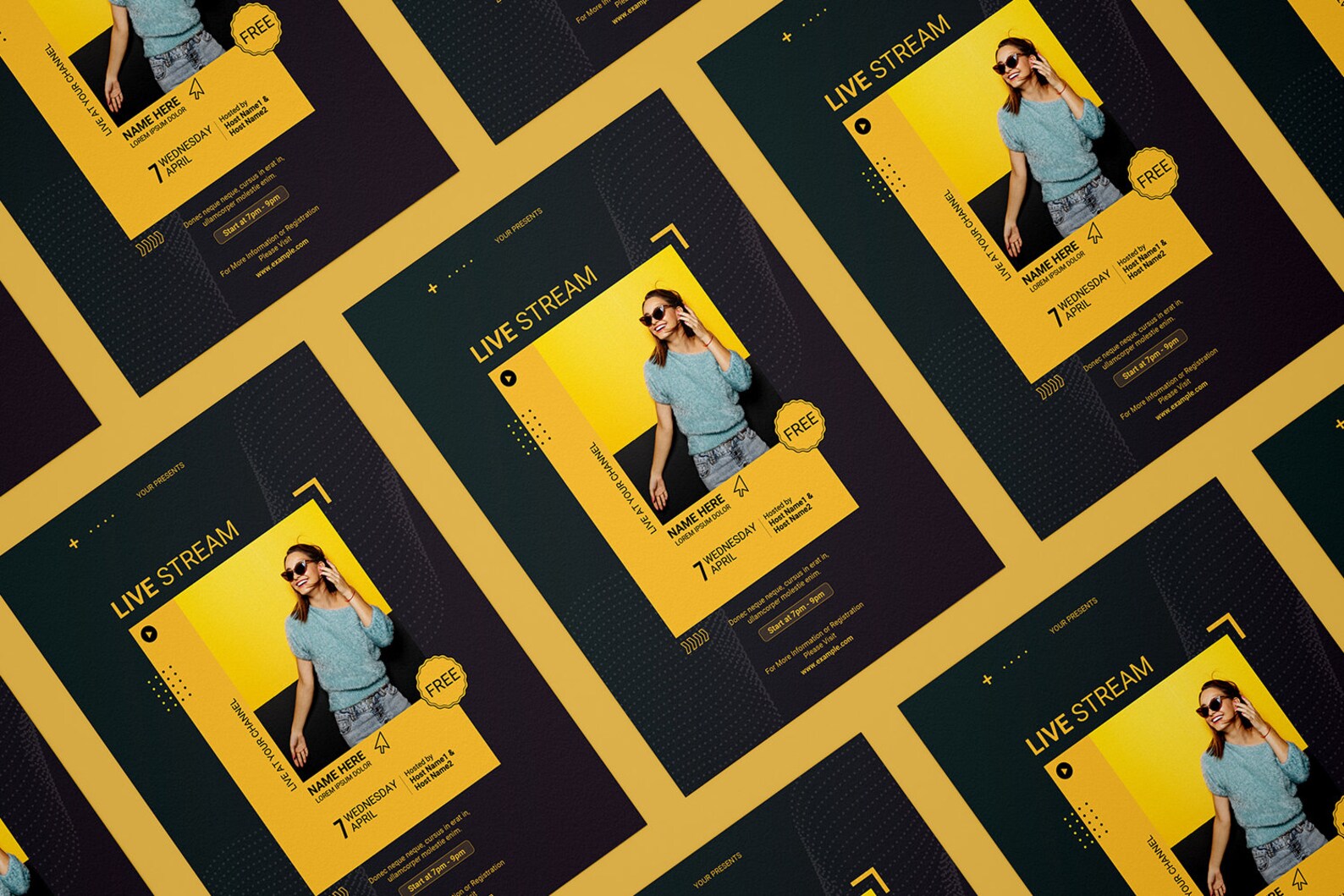 Live Stream Event Flyer Template Photoshop and Ms Word Template ...