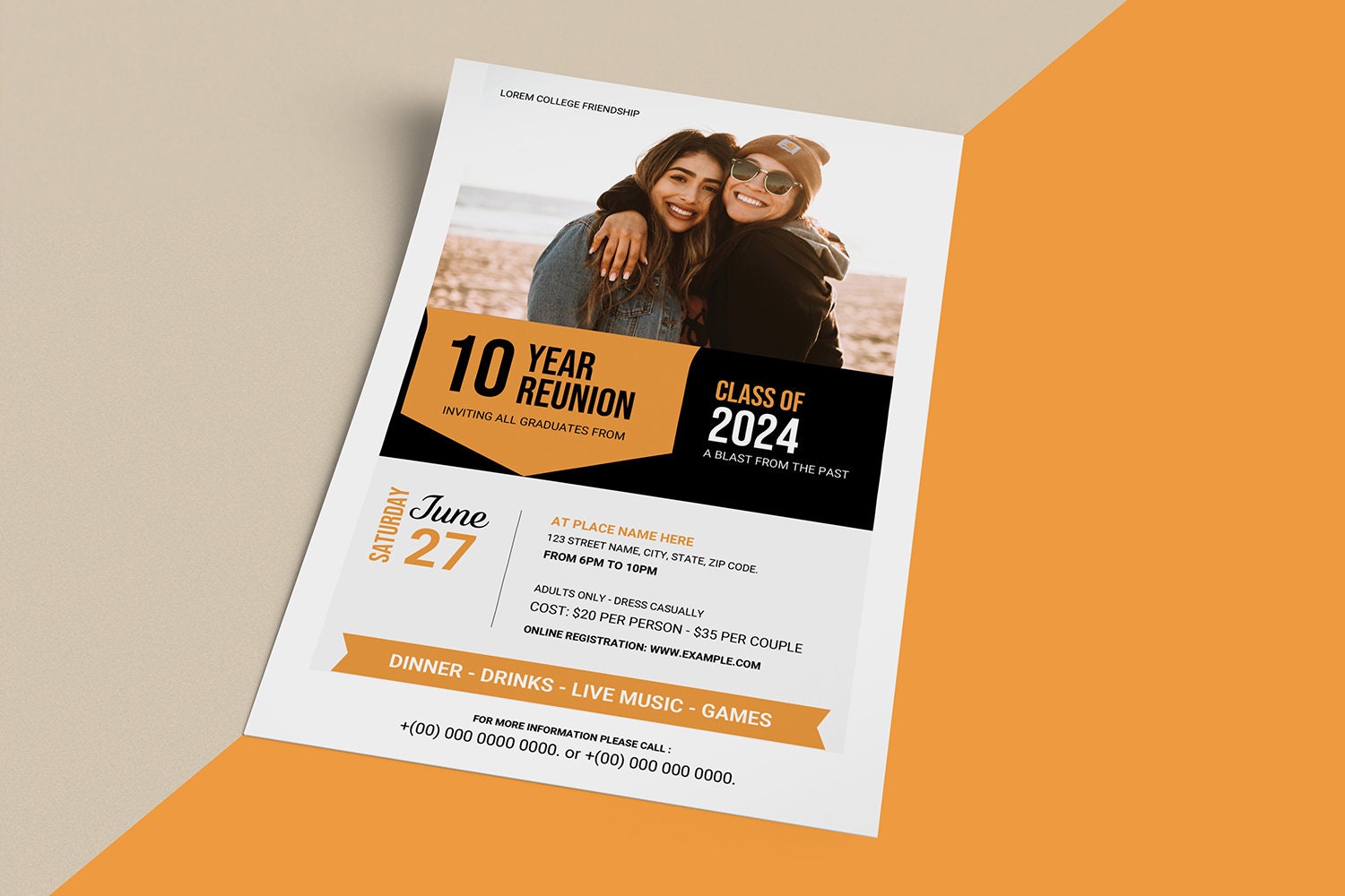 Class Reunion Flyer Template | Ms Word, Photoshop & Canva Template - Etsy
