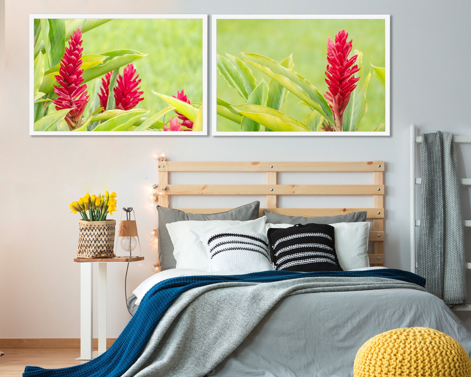 Red Flower Print, Set of 2, Tropical Flower, Flower Wall Art, Flower ...