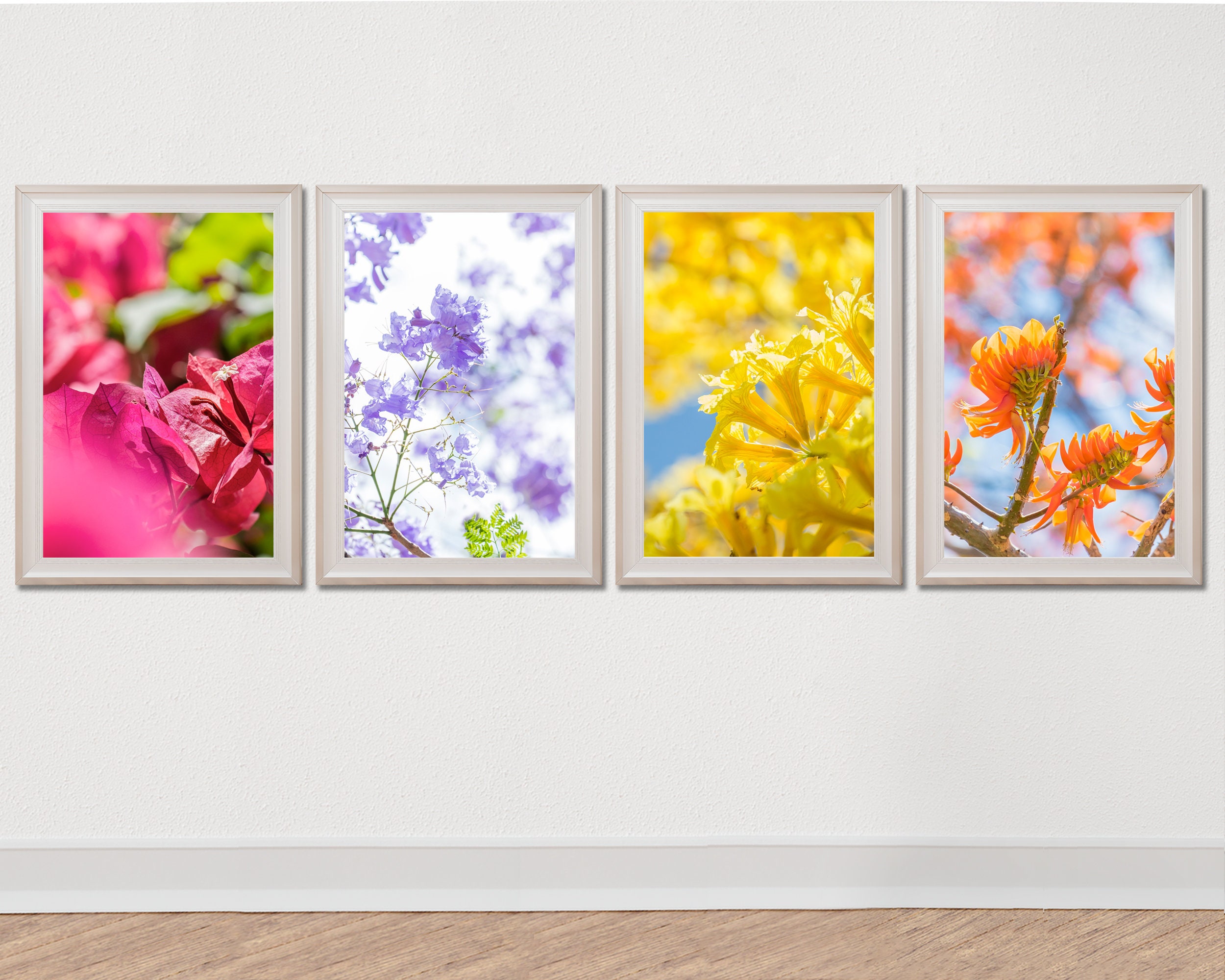 Set of 4 Botanical Print Set Flower Print Set Floral Print | Etsy