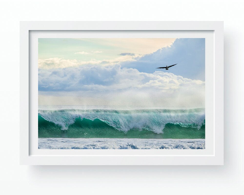 Ocean Waves Print, Pelican, Ocean Waves Art, Set of 3, Designer Wall ...