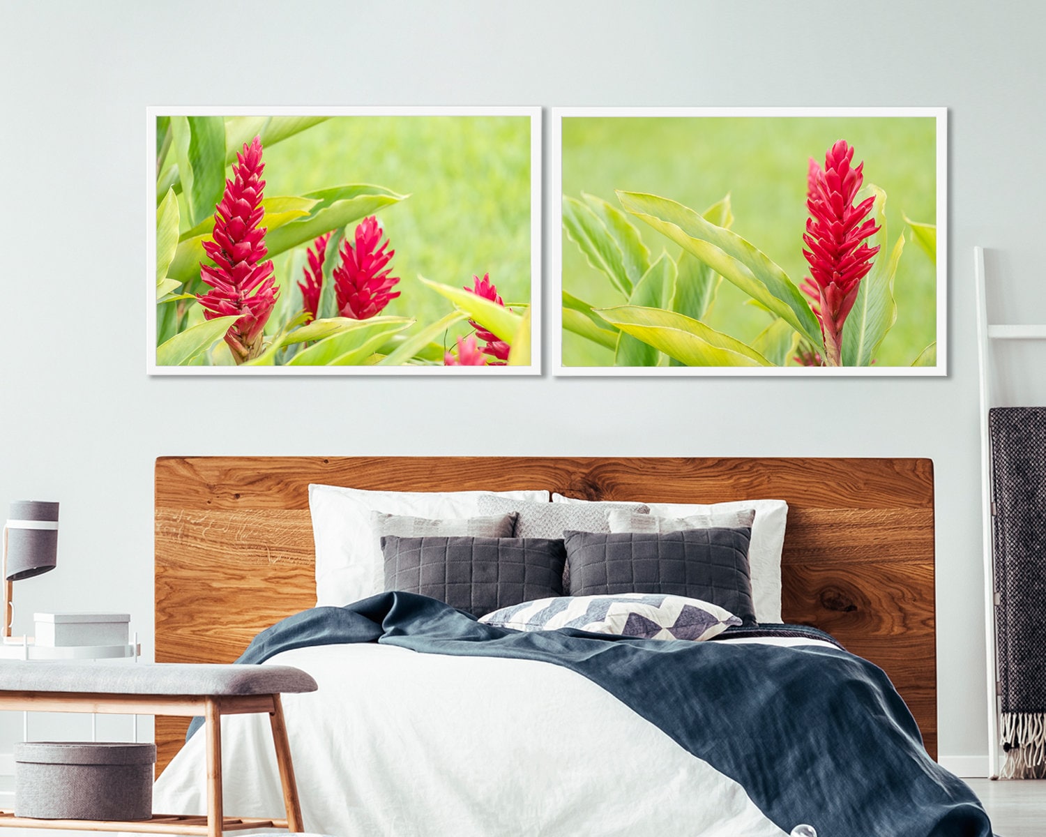 Red Flower Print, Set of 2, Tropical Flower, Flower Wall Art, Flower ...
