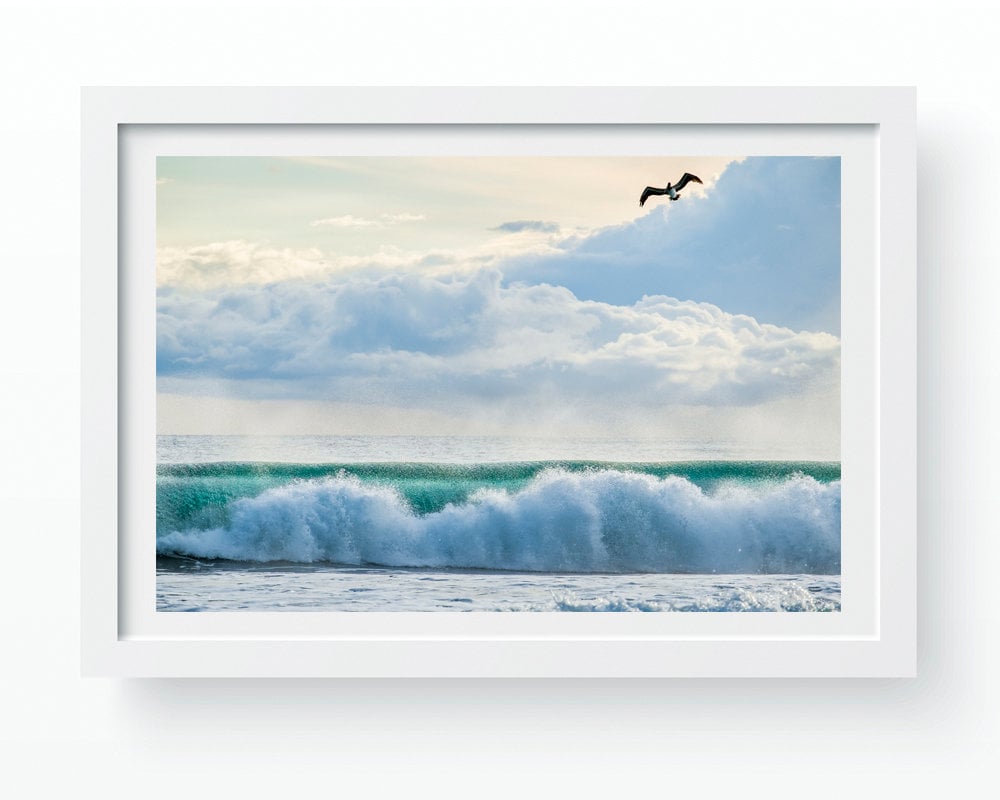 Ocean Waves Print, Pelican, Ocean Waves Art, Set of 3, Designer Wall ...