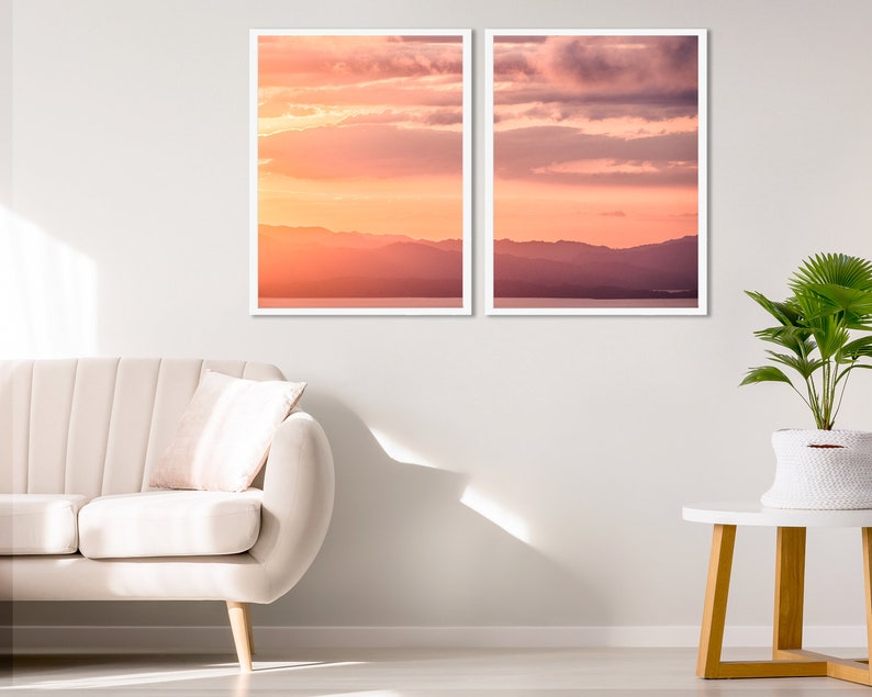 Smoky Mountains, Pink Sunset, Sunset Poster, Mountains Poster, Set of 2 ...