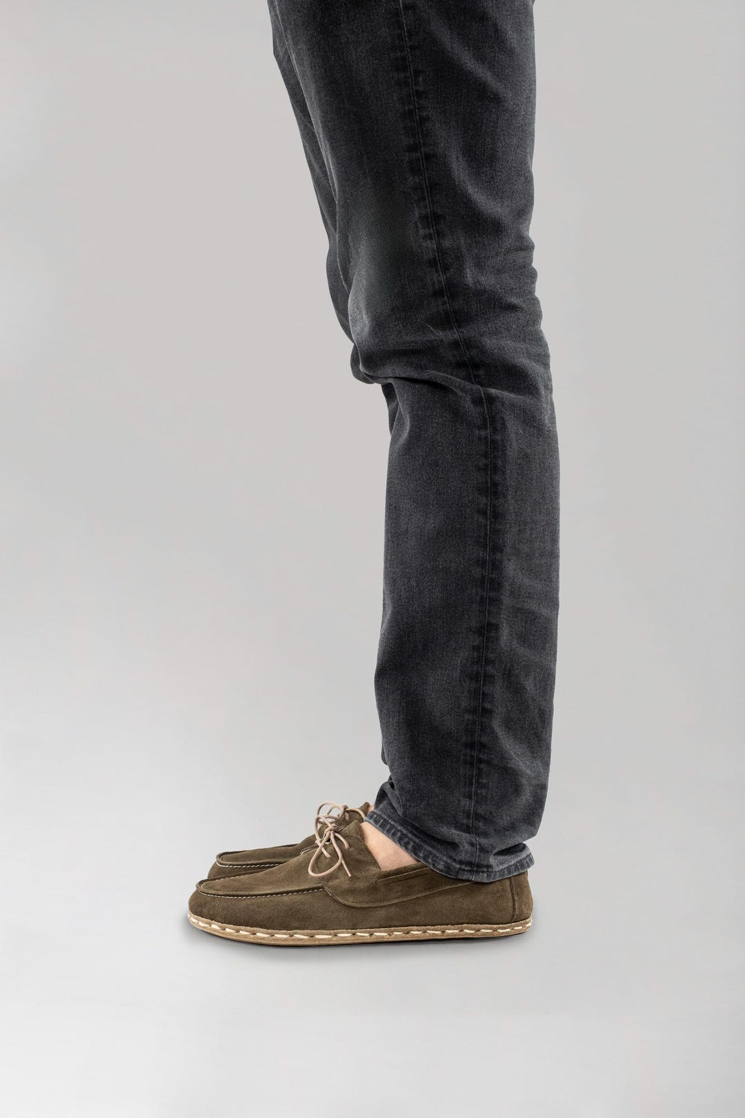 Mens Dock Shoes, Mens Barefoot Shoes, Khaki Green Suede Handmade Shoes ...