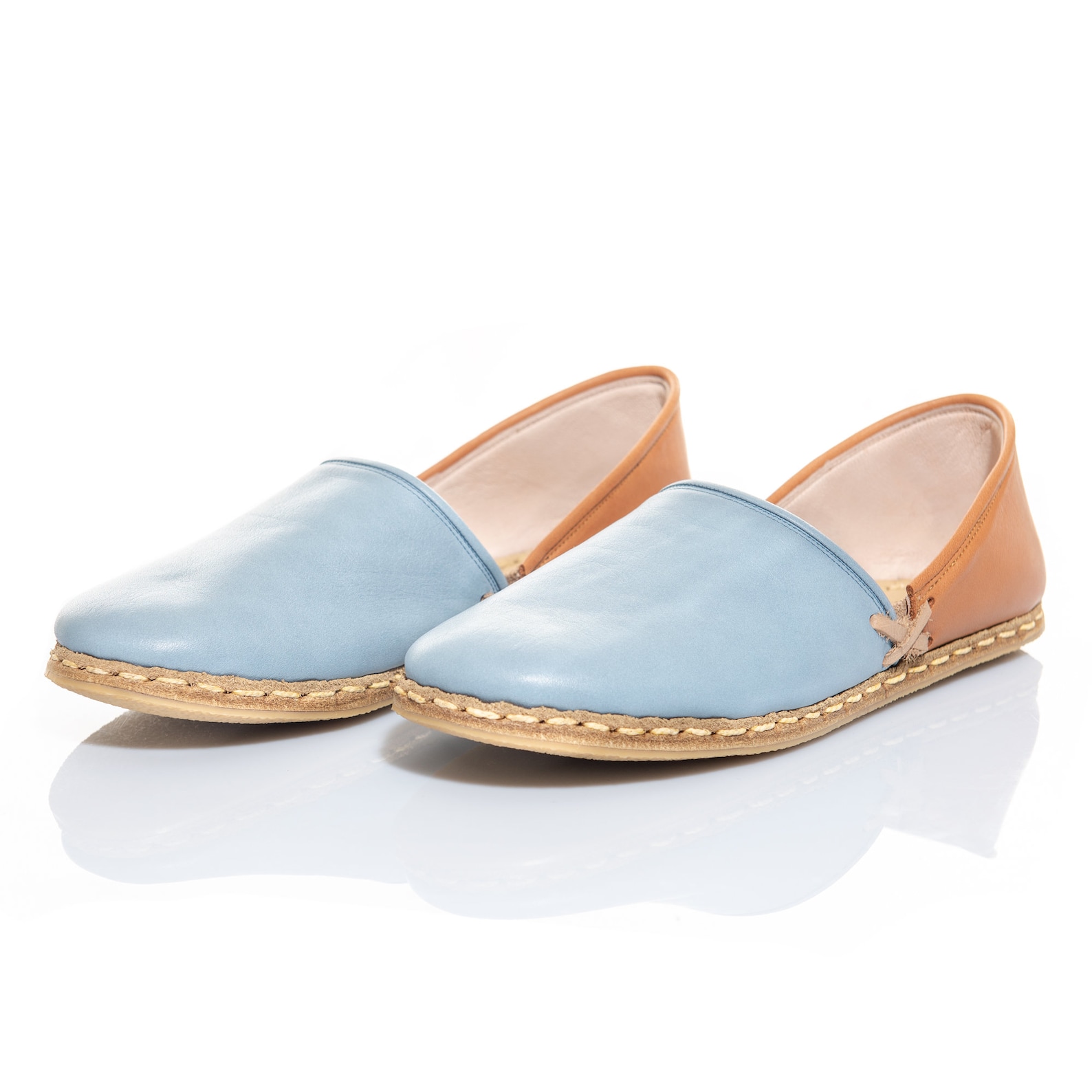 Womens Sky Blue Color Leather Handmade Slip On Turkish Shoes - Etsy