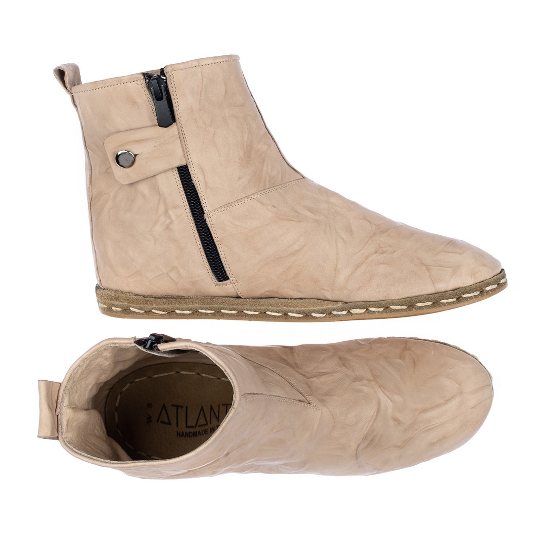 Mens Turkish Boots, Beige Color Leather Winter Boots, Travel Boots ...