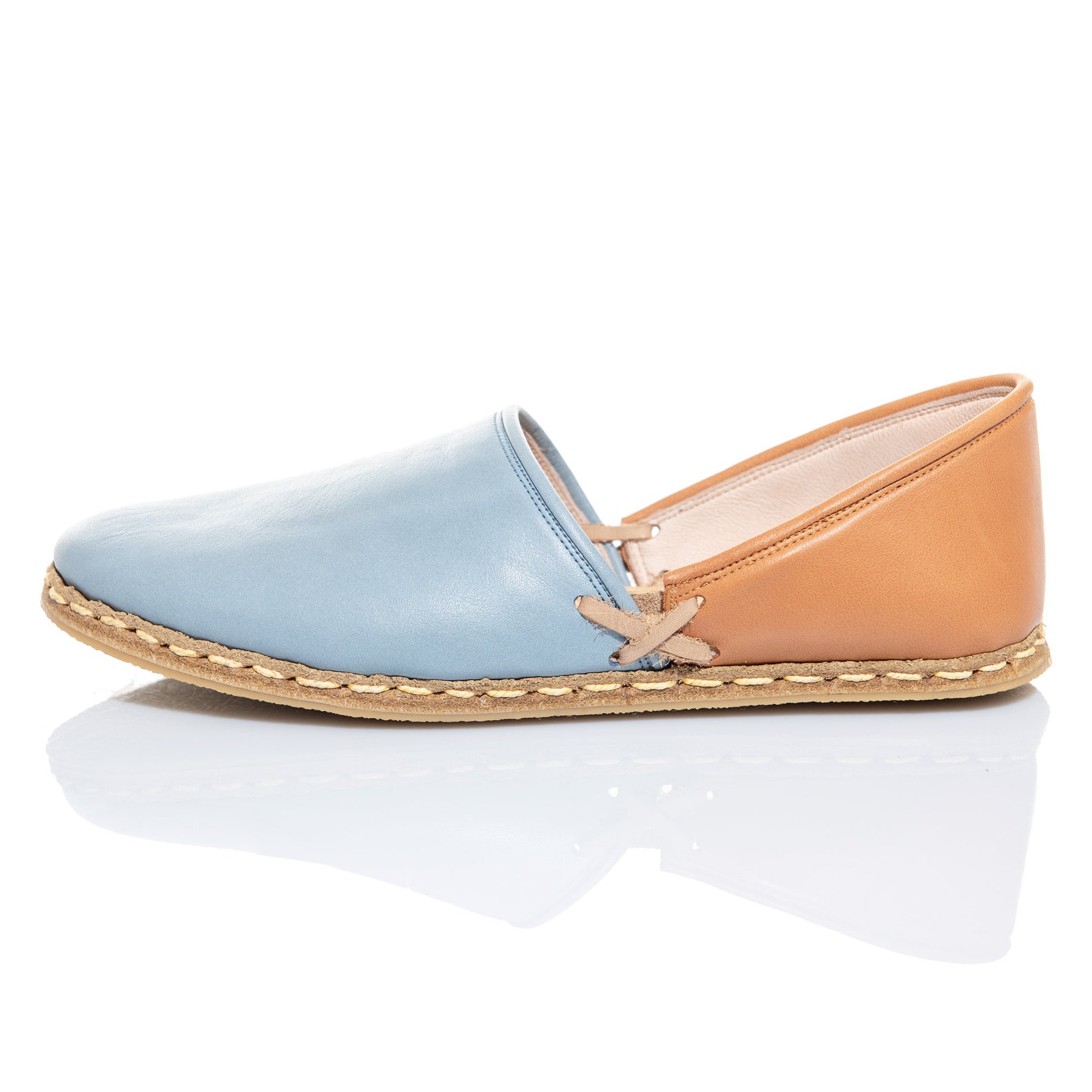Womens Sky Blue Color Leather Handmade Slip On Turkish Shoes - Etsy