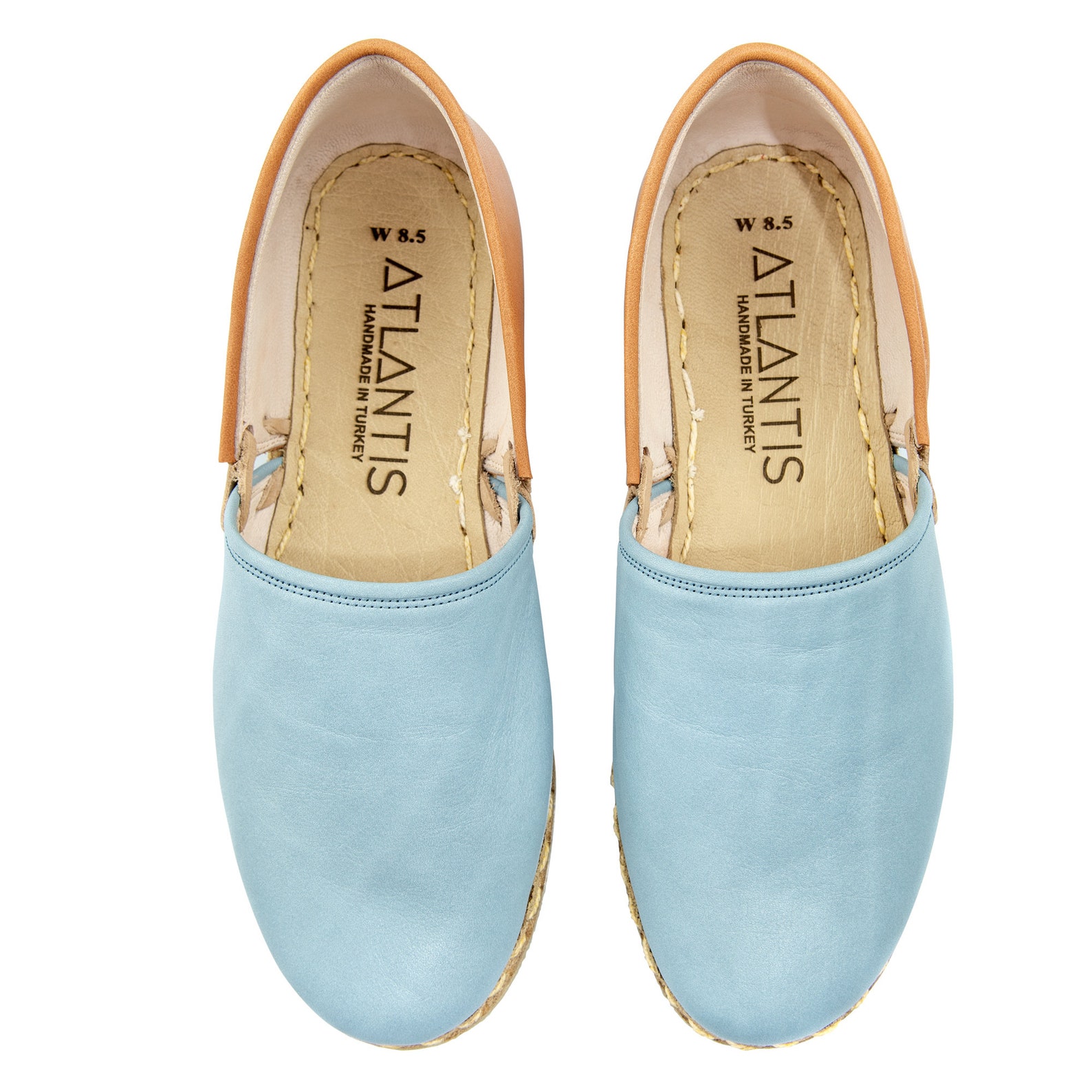 Womens Sky Blue Color Leather Handmade Slip On Turkish Shoes - Etsy