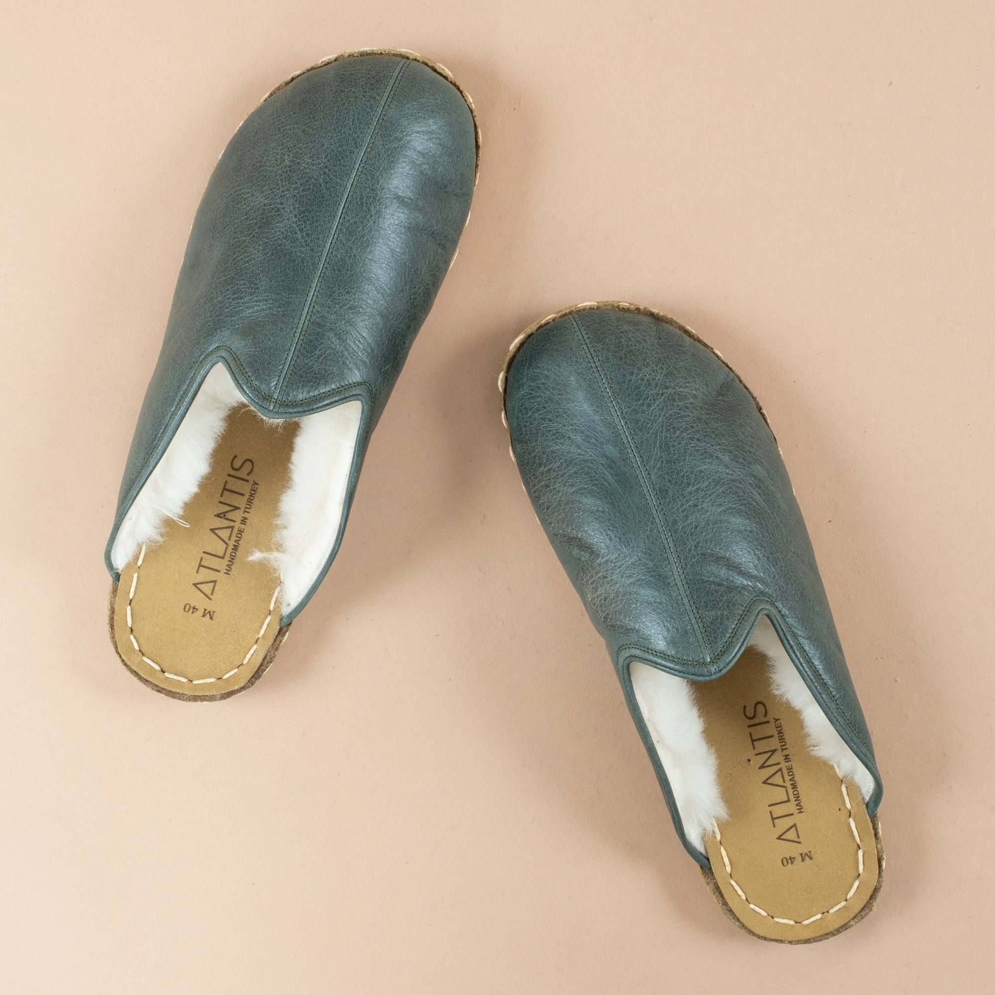 Barefoot Shearling Green Slippers, Mens Wide Slippers, Barefoot ...
