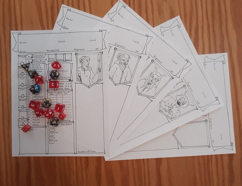 Illustrated Character Sheet Tiefling Pack D&D 5e - Etsy