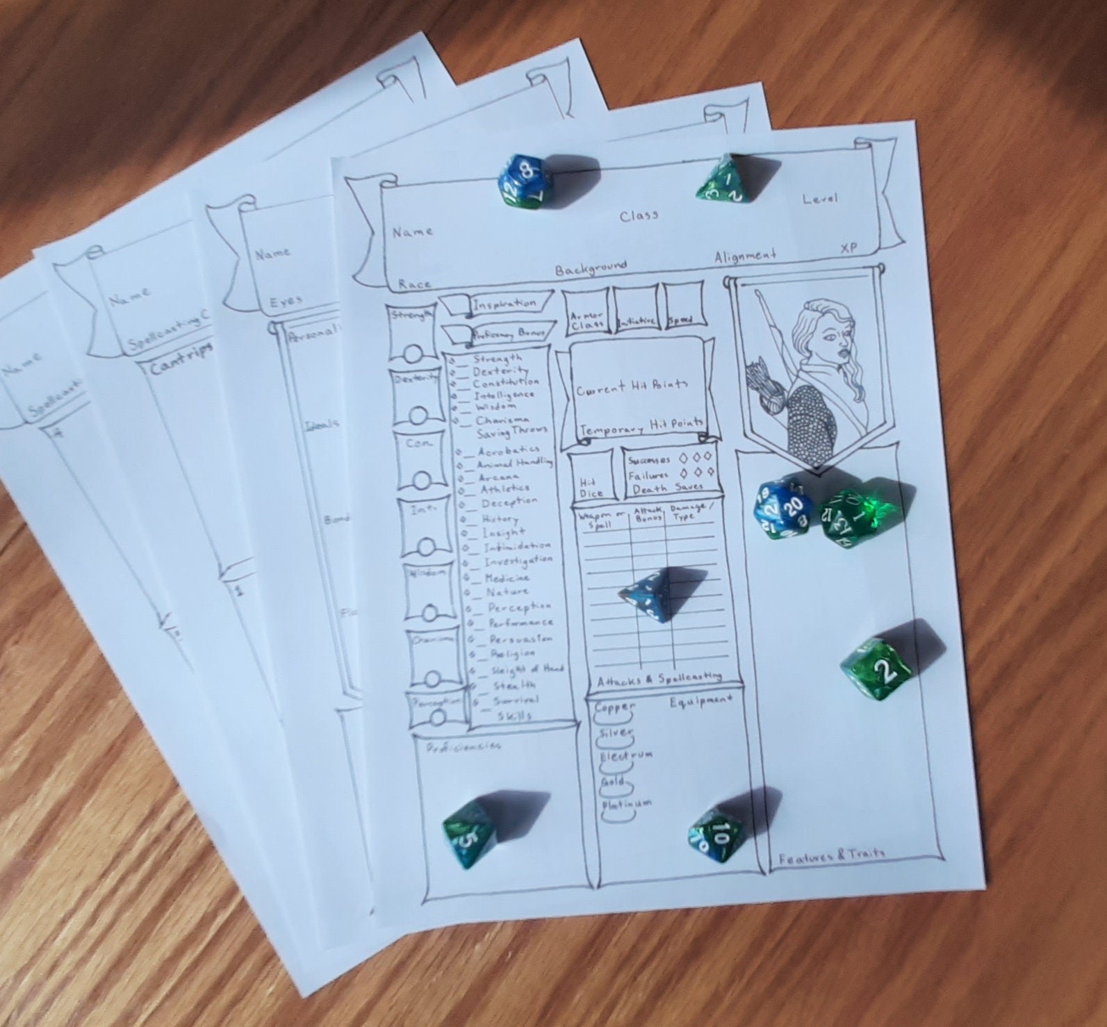 Illustrated Archer Character Sheet D&D 5e - Etsy Canada