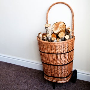 Wicker Trolley Basket Shopping/log Holder - Etsy