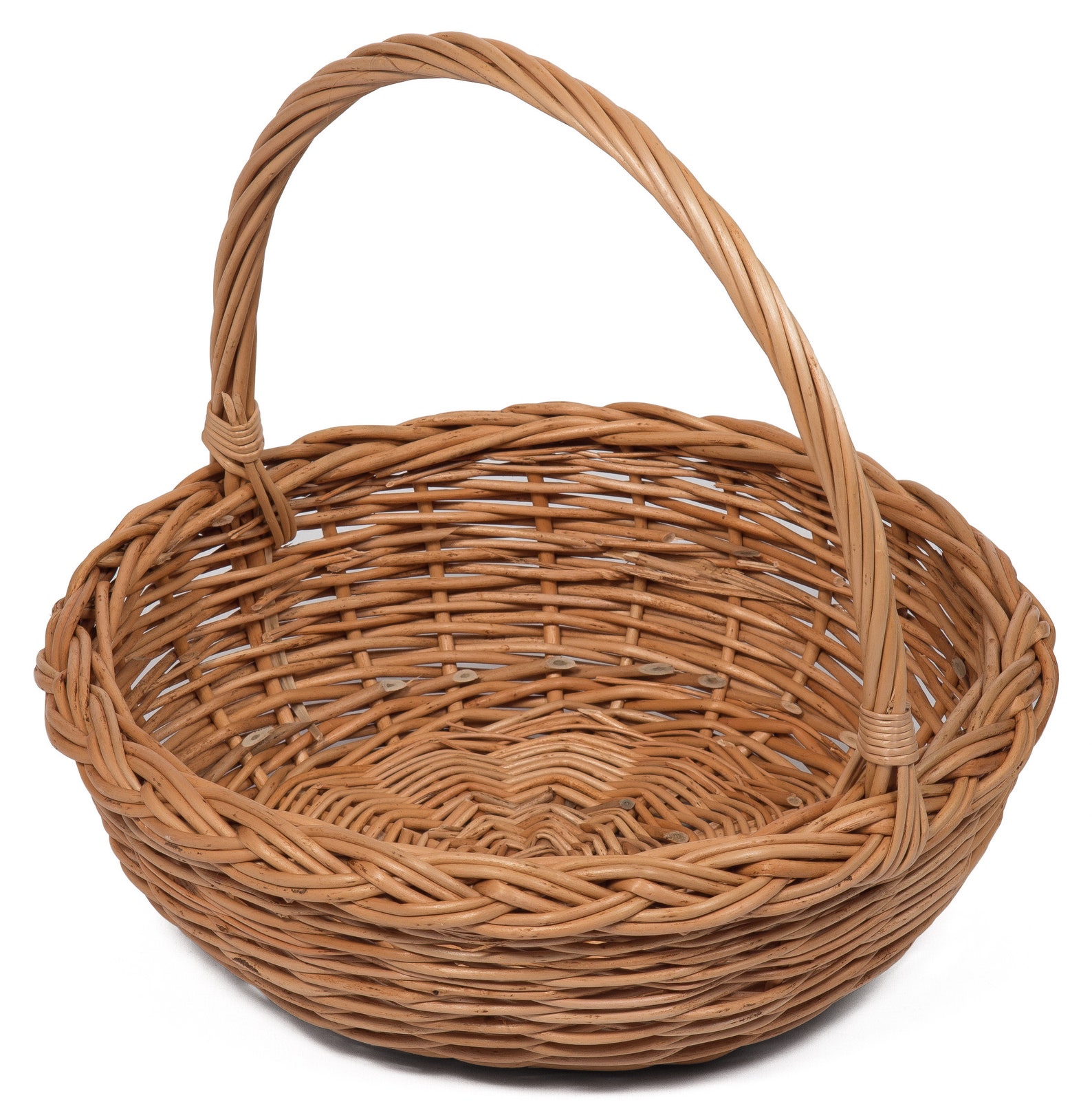 Round Wicker Basket With Handle - Etsy