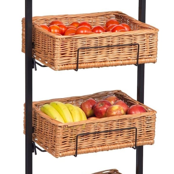 Set of 5 Wicker Shopping Baskets With Stand - Etsy