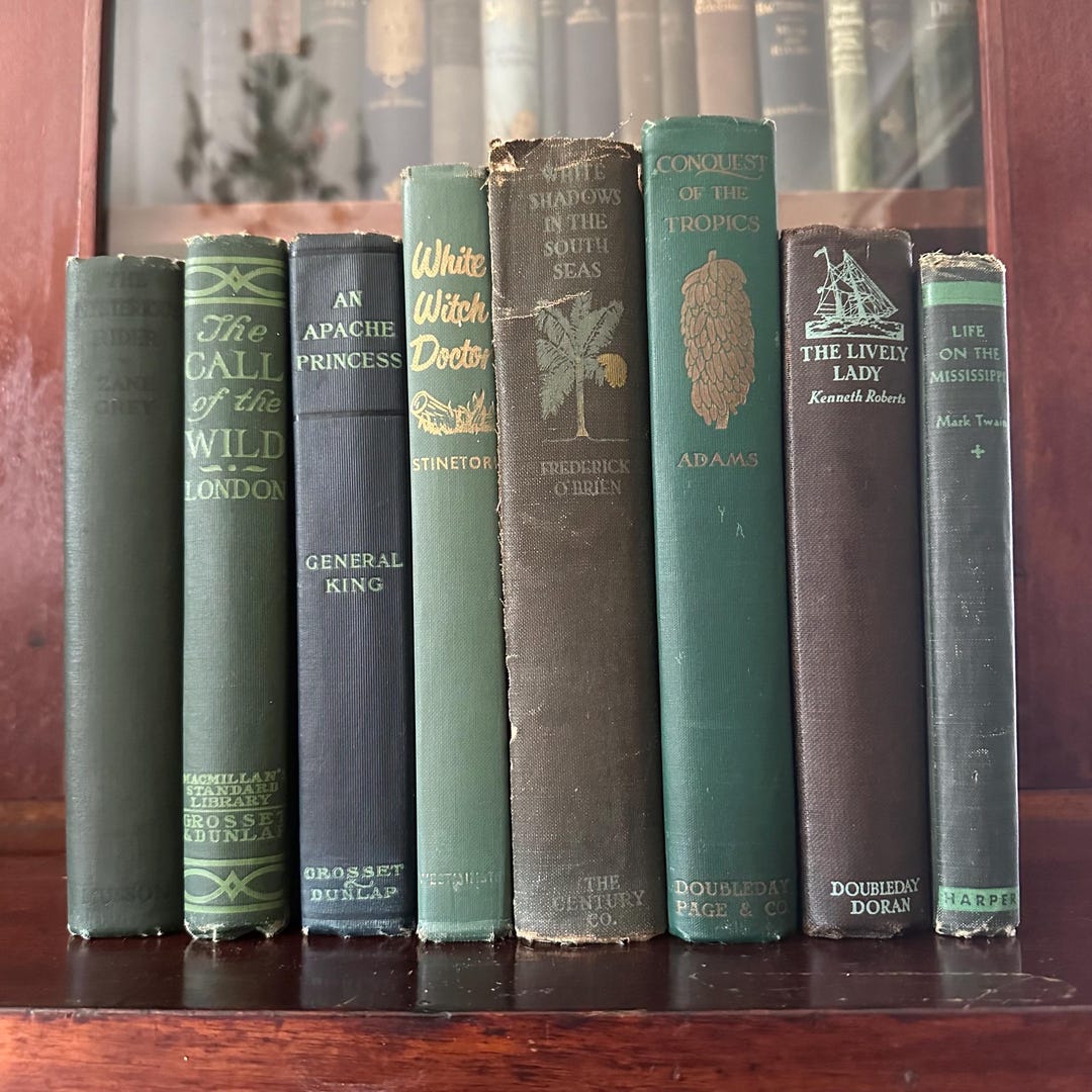 Vintage Collection of 8 Books in Green - Etsy