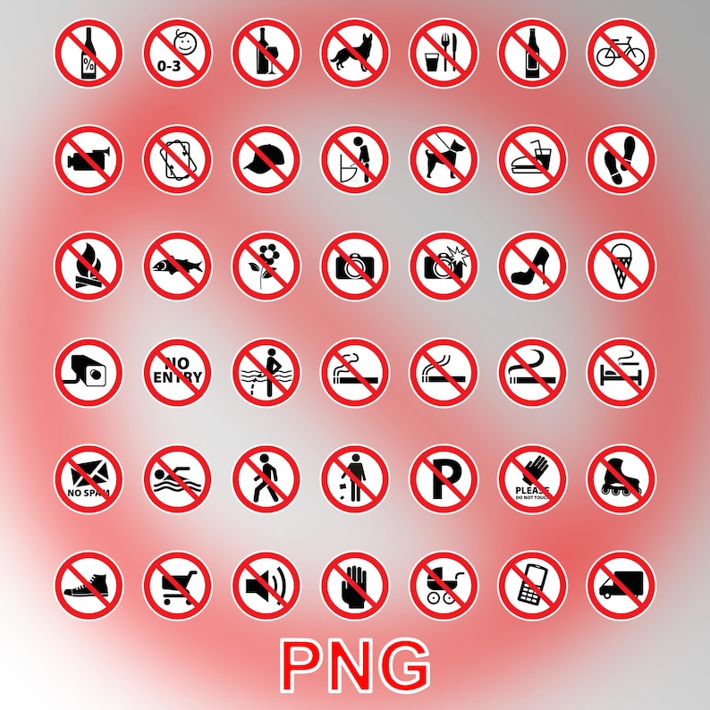 Señales de prohibiciones Archivo digital. 84 patrones en PDF, SVG y PNG ...
