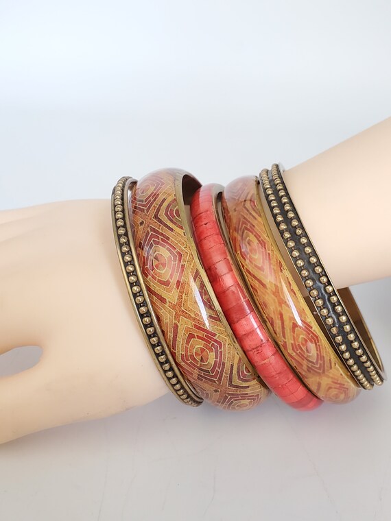 Vintage Bajala Artisan Crafted Bangle Set - Gem