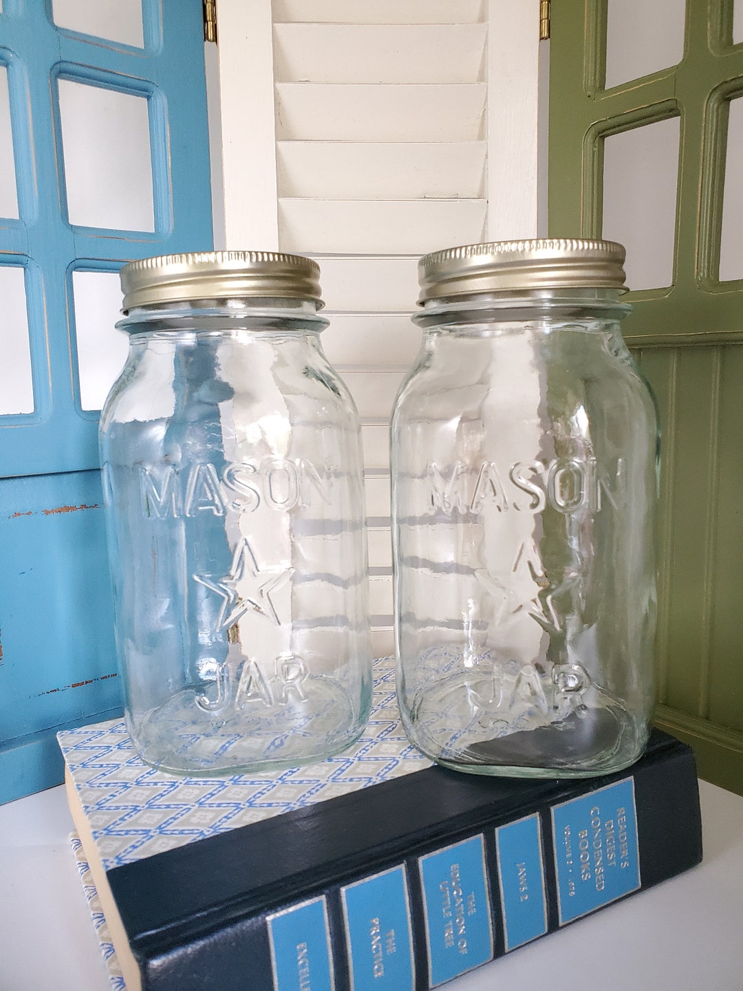 Vintage 1974 Quart Star Mason Jars, Set of 2 - Etsy
