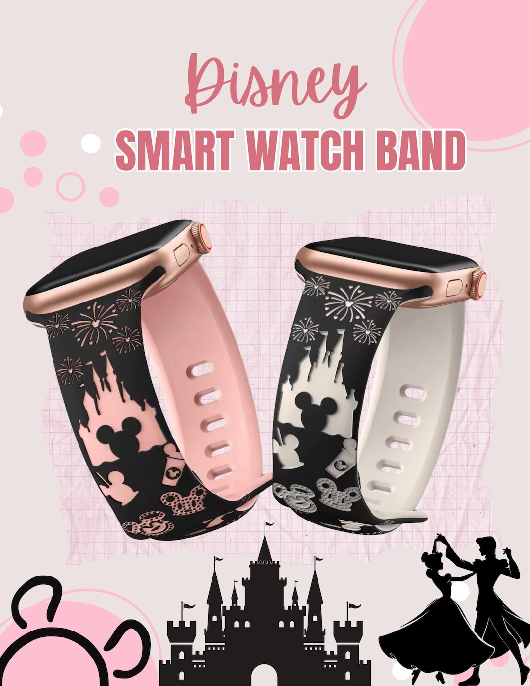 Disney Castle Snacks Watch Band – Silicone Apple Watch Strap 38–49 Mm ...