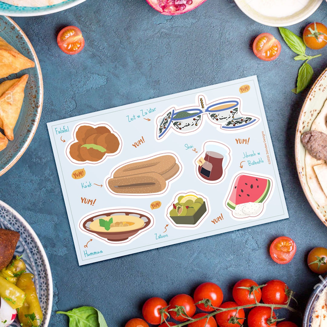 Arab Breakfast Sticker Sheet | Foodie Stickers | Middle Eastern ...