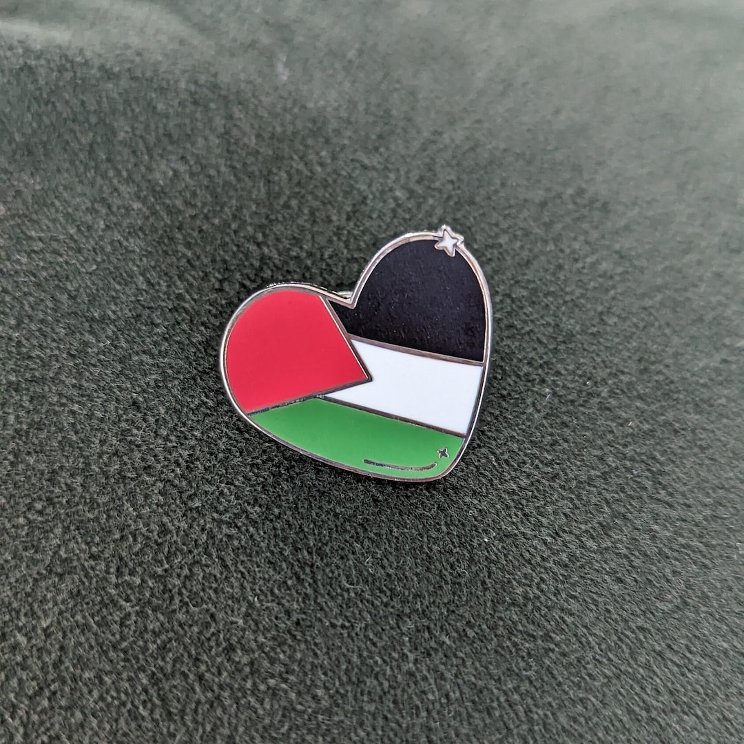 I Love Palestine - Flag Heart Pin | Hard Enamel | Palestinian Flag ...