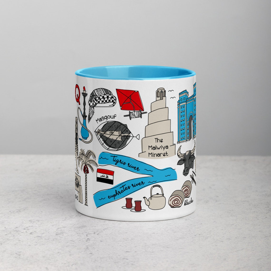 Iraq Mug, Middle East Country Cups, Mesopotamia Arab Heritage, Baghdad ...