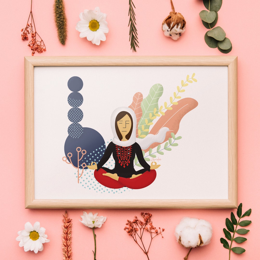 Lotus Print | Palestine Art Print | Woman Hijabi Muslim | Wall Decor - Etsy