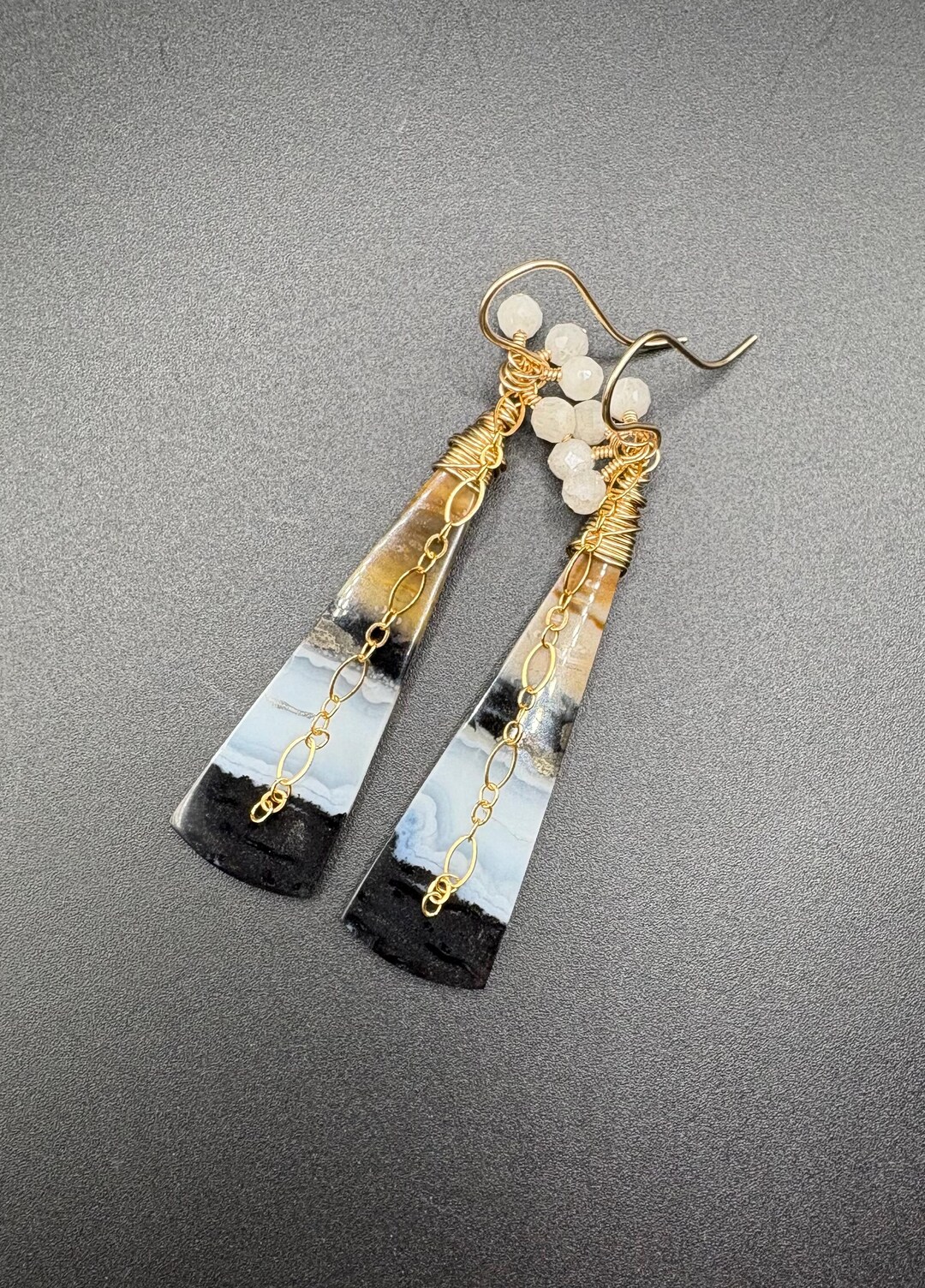 Unique, Opalized Petrified Wood and Silverite Gemstone Earrings ...