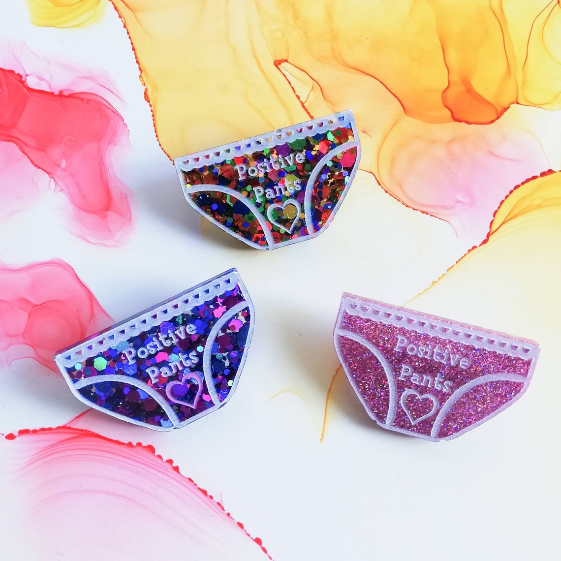 Handmade positive pants glitter resin badges positive badge | Etsy