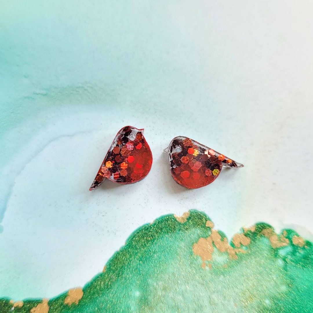 Handmade Robin Stud Earrings, Christmas Earrings - Etsy UK