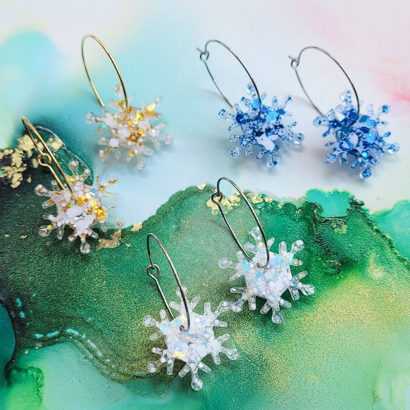 Resin Snowflake Jewelry - Etsy UK