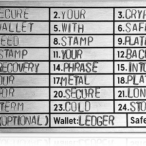 Safe Seed Stainless Steel 12-25 Word Recovery Passphrase Metal Stamp ...