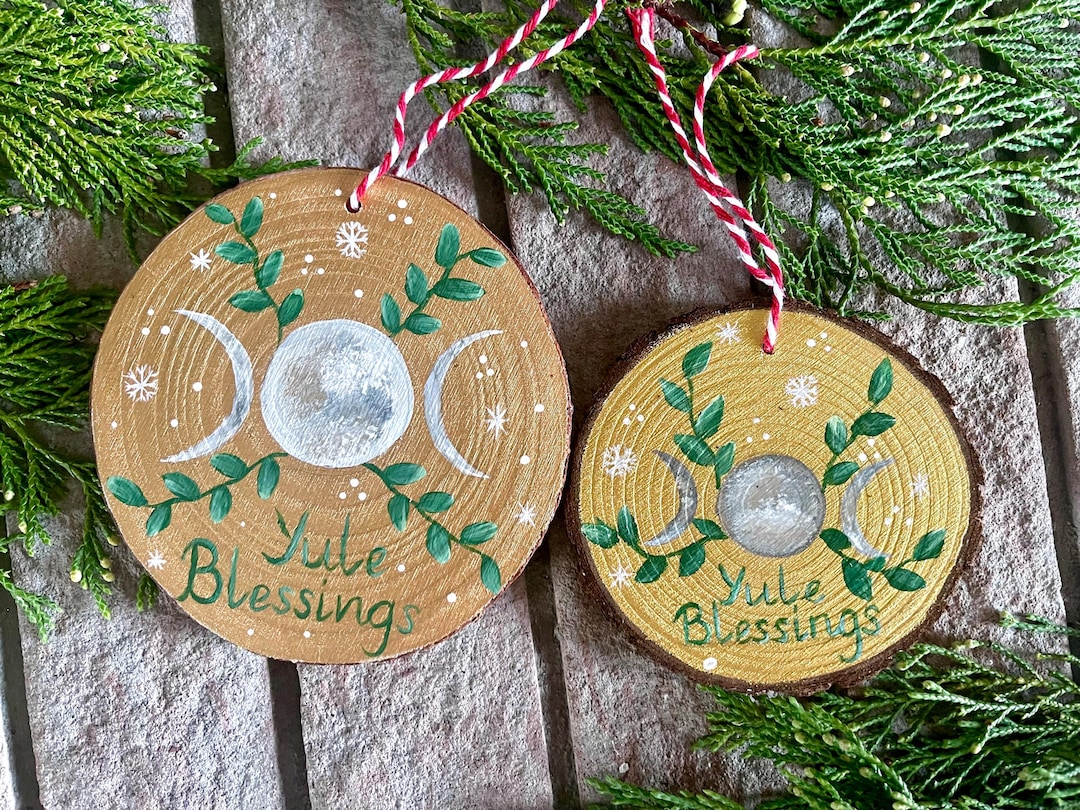 Hand-painted Yule Tree Decorations: Triple Goddess Pagan Yule Tree ...