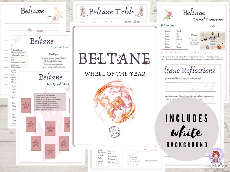 Beltane Printable Guide: Wheel of the Year Grimoire Pages Antique Style ...