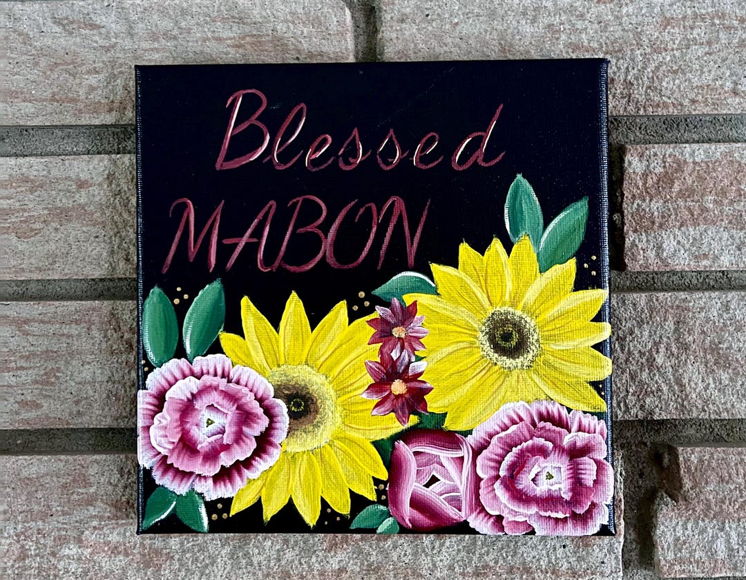 Blessed Mabon Hand-painted Floral Altar or Wall Art – Autumn Equinox ...